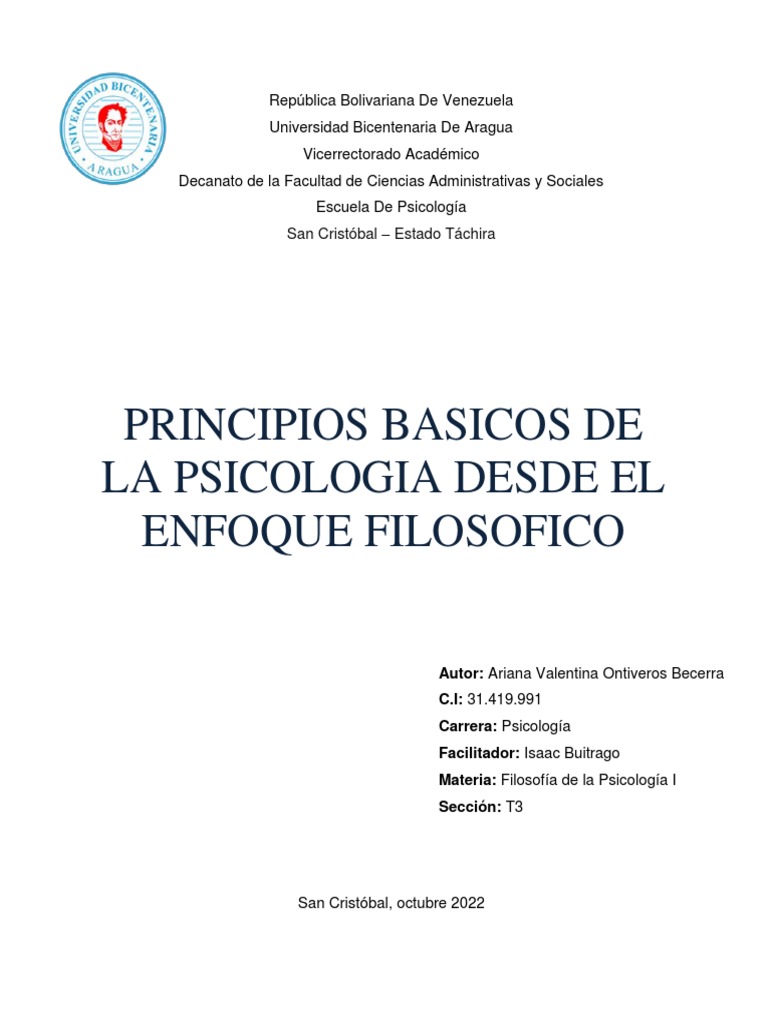 Filosofia de La Pscologia I Ariana Ontiveros T3 | PDF | Realidad | Sicología