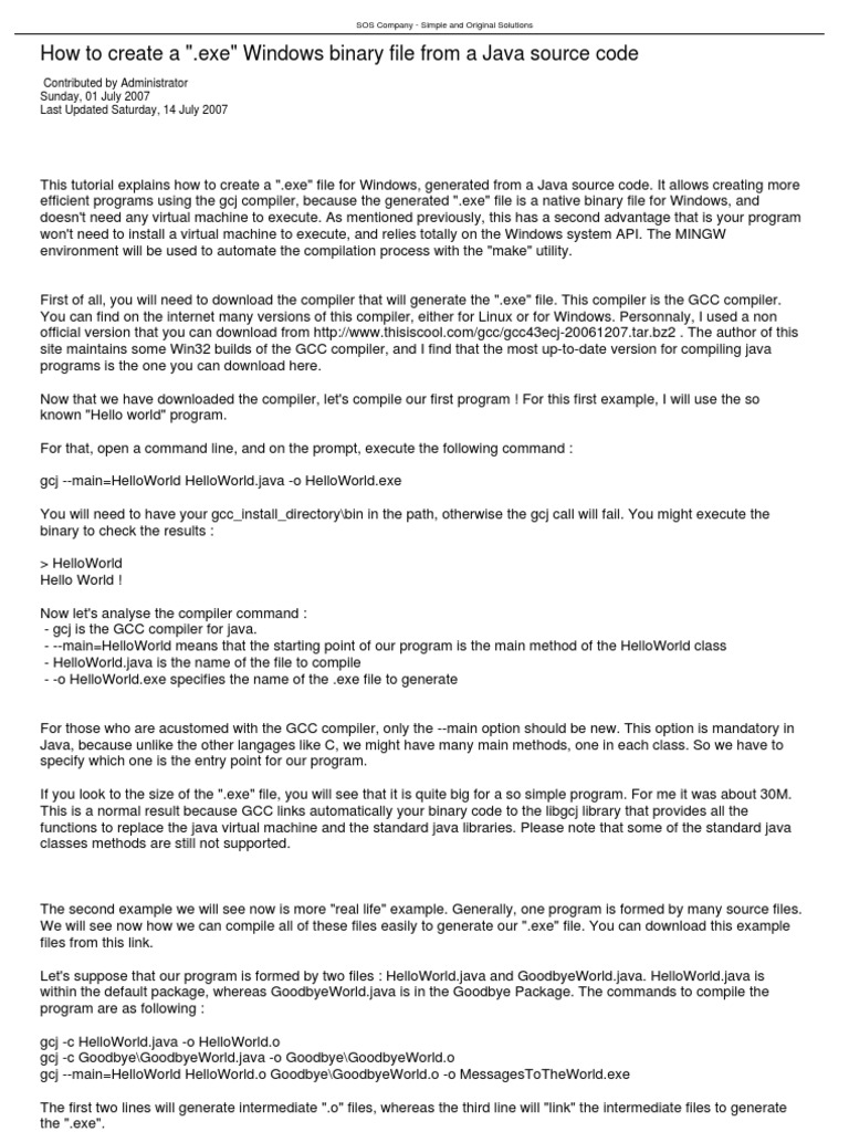 How To Create A ".Exe" Windows Binary File From A Java Source Code ...