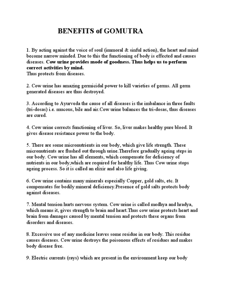 Benefits of Gomutra: Cow Urine's Amazing Health Properties | PDF ...