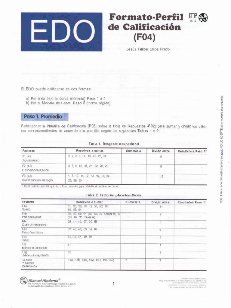 Formato-Perfil de Calificaciones F04 EDO | PDF