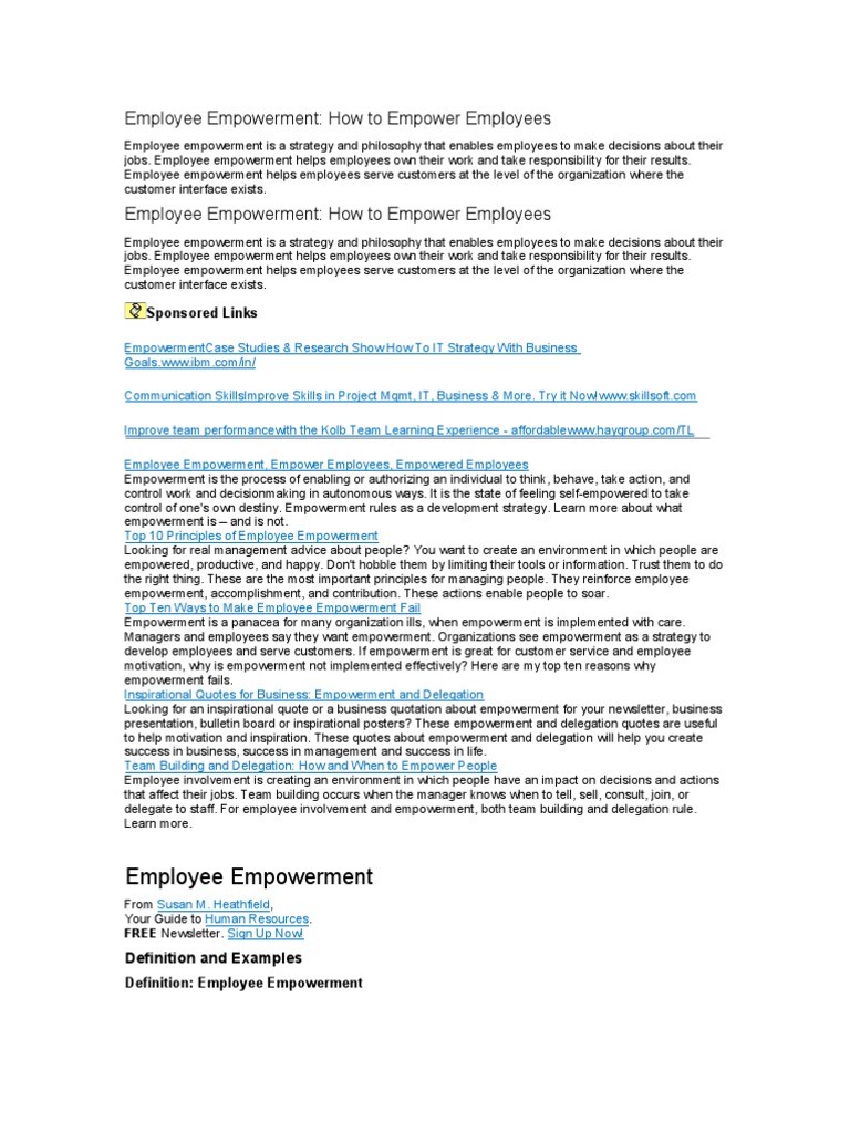 Employee Empowerment | Empowerment | Strategic Management