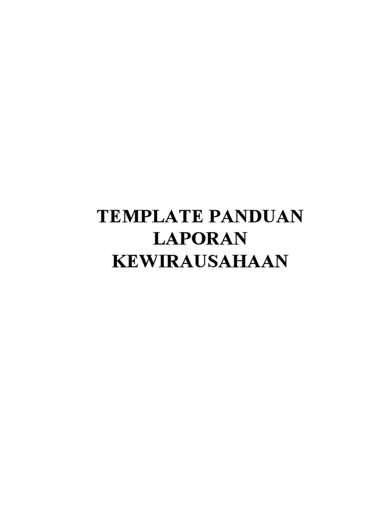 Template Panduan Laporan Kewirausahaan | PDF