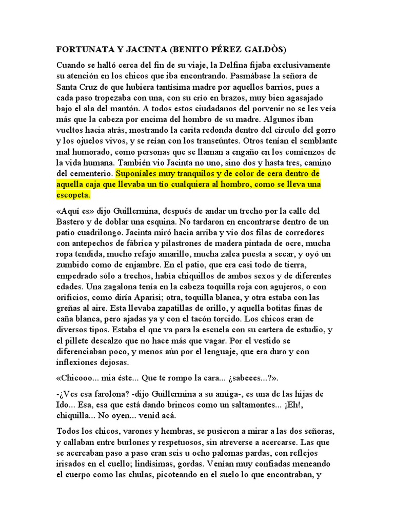 FORTUNATA Y JACINTA Texto Realista Español | PDF