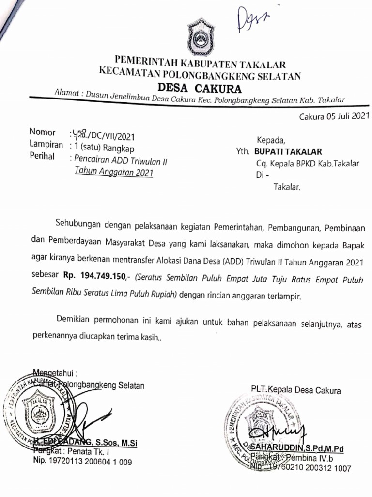 Surat Permohonan Desa | PDF