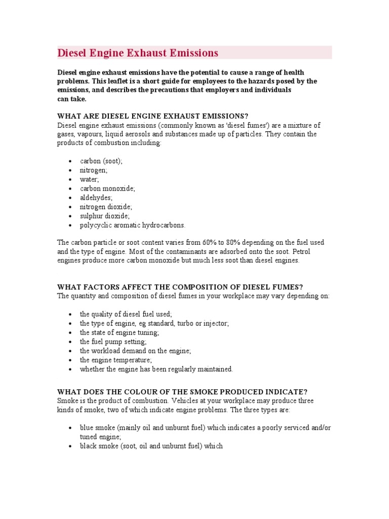 Diesel Fumes: Health Risks & Controls | PDF | Exhaust Gas | Smoke