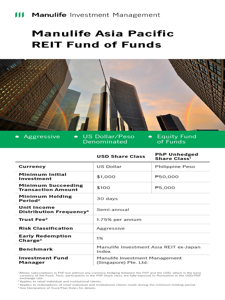 Manulife Asia Pacific Reit Fund of Funds Brochure | PDF | Real Estate ...