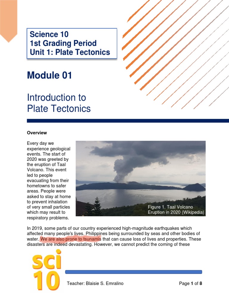 Sci10 Unit 01 Module 01 - Introduction To Plate Tectonics Handout | PDF ...