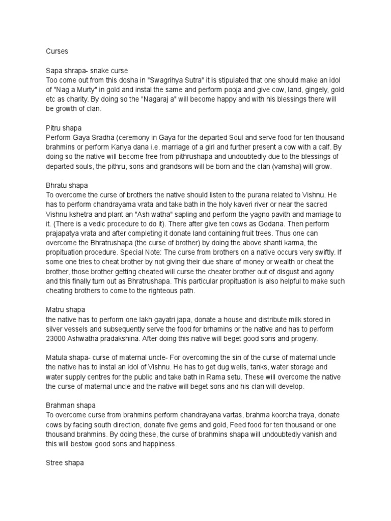 Curses | PDF | Hindu Mythology | Indian Religions