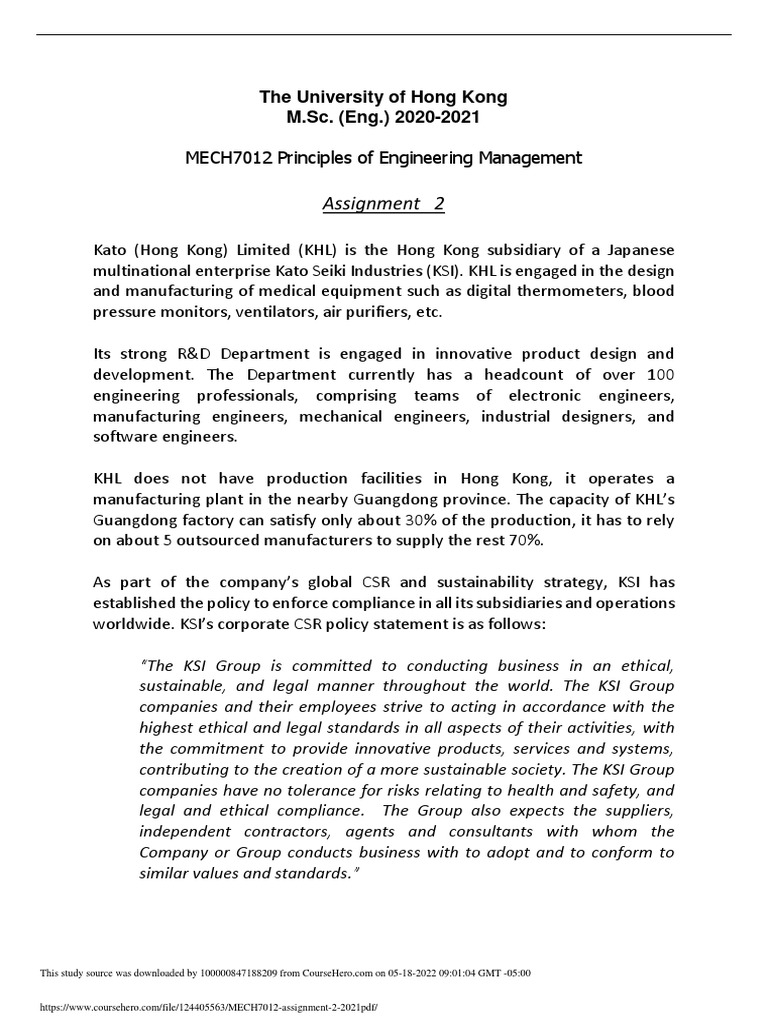 MECH7012 Assignment 2 2021 PDF | PDF | Corporate Social Responsibility | Intellectual Property