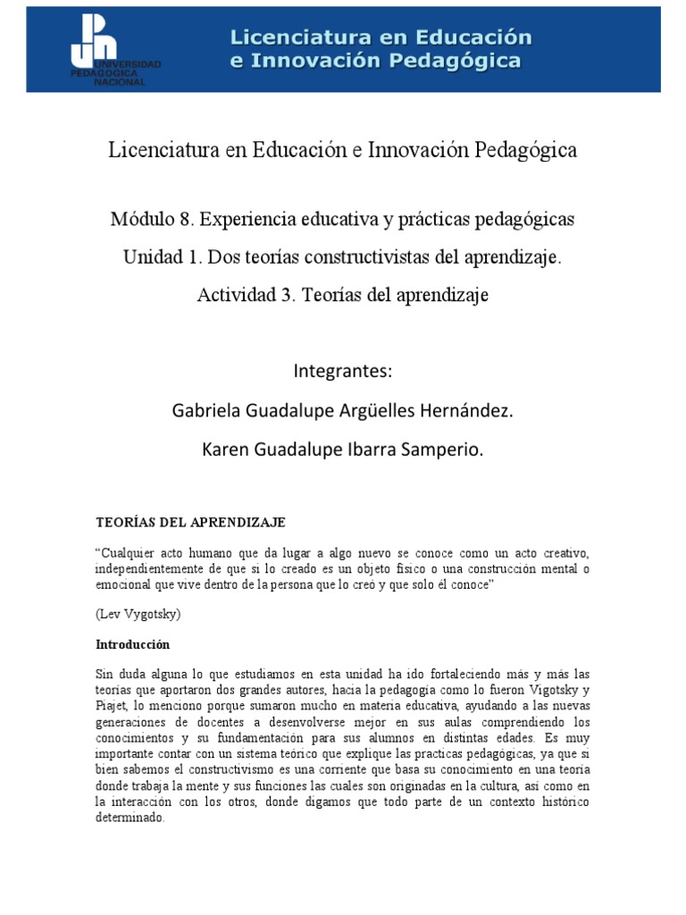 Teorías Del Aprendizaje Pdf Aprendizaje Constructivismo