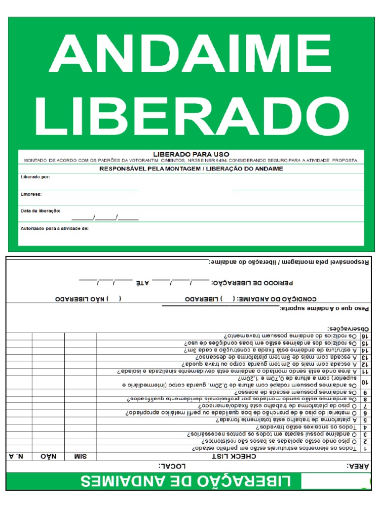 Placa de Andaime Liberado | PDF