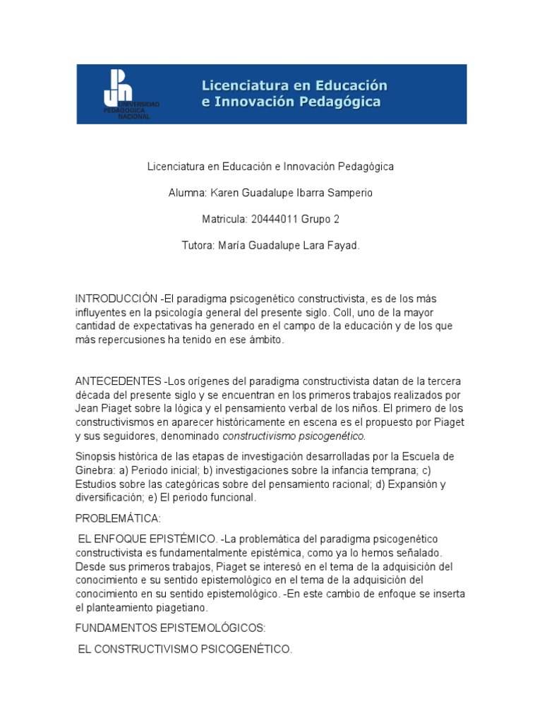 KGIS - Fundamentos Del Paradigma Psicogenético | PDF | Constructivismo ...