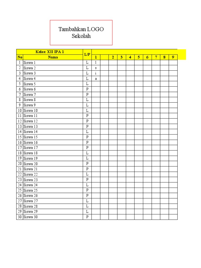 Contoh Absensi Kehadiran | PDF