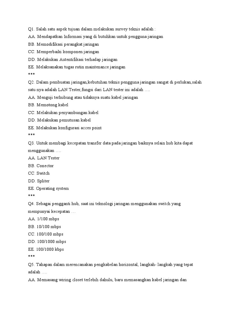 Soal Teori Ukk TKJ CBT | PDF