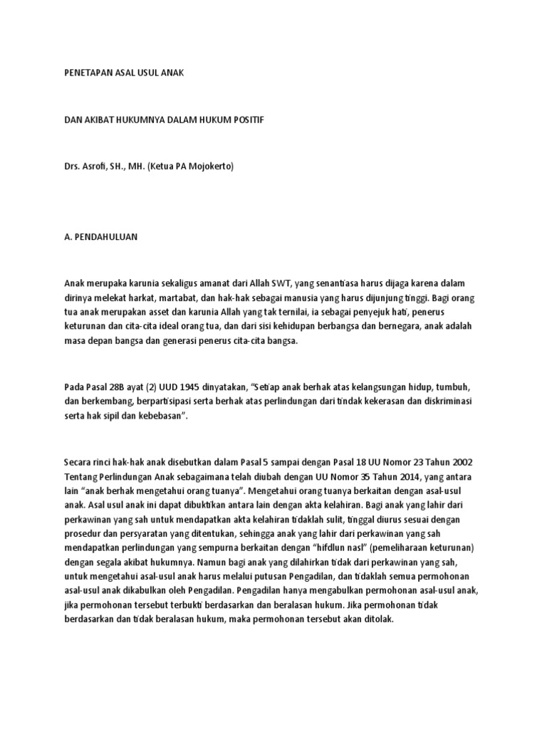 PENETAPAN ASAL Usul Anak | PDF