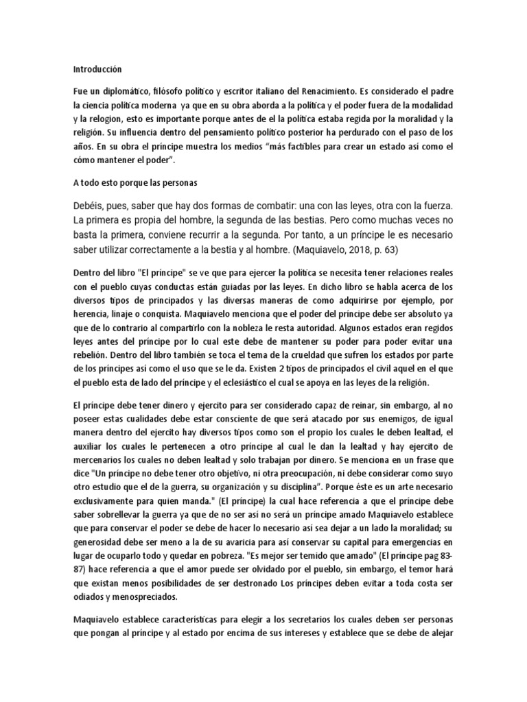 Maquiavelo Pdf El Príncipe Nicolás Maquiavelo