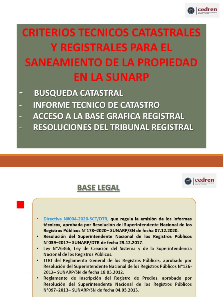 Criterios Tecnicos Catastrales y Registrales para El Saneamiento de La Propiedad en Sunarp | PDF ...