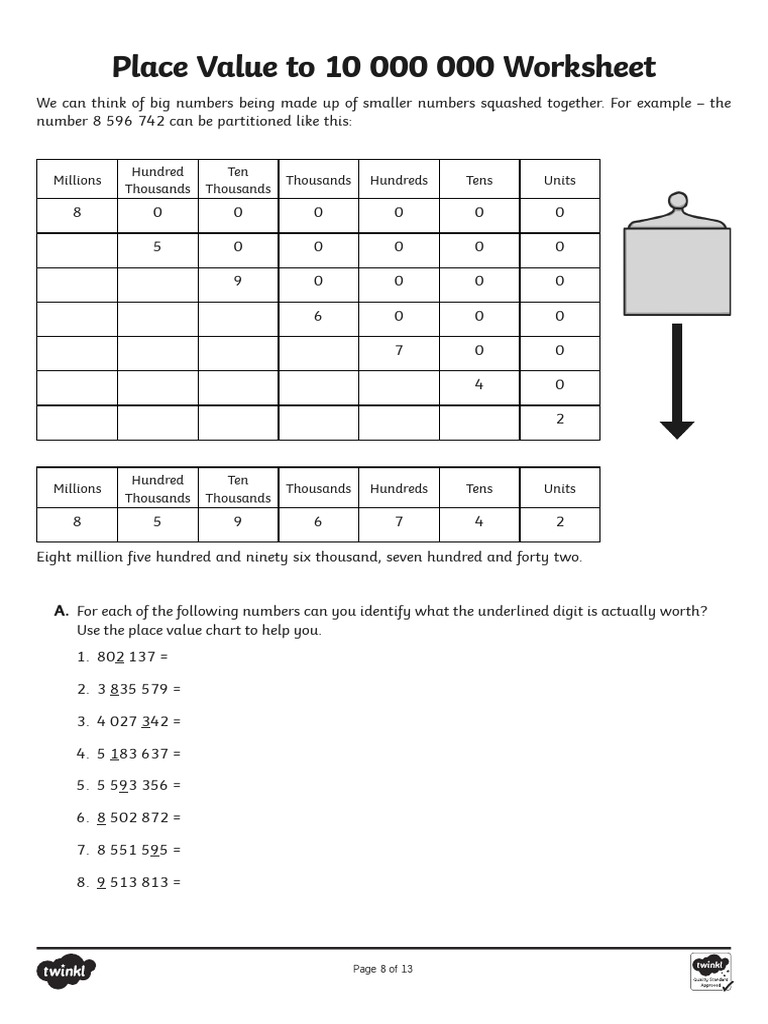 Place Value Chart Exercises | PDF | Applied Mathematics | Computer ...