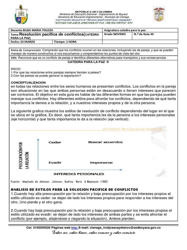 Guia 30 Catedra para La Paz Marzo 28 Grado Noveno | PDF | Amor