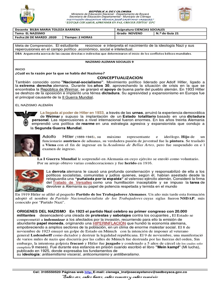 El nacimiento y consolidación del régimen nazi en Alemania: de la ...