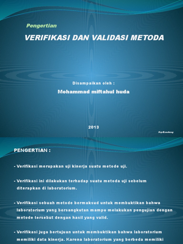 MATERI - Pengertian Verifikasi Dan Validasi | PDF