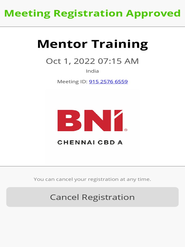 Meeting Registration Success - Zoom | PDF