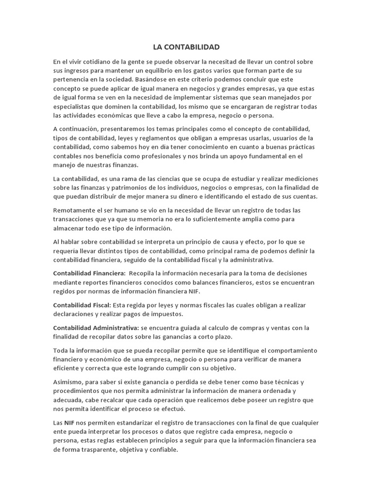 Ensayo Contabilidad | PDF | Contabilidad | Contabilidad financiera