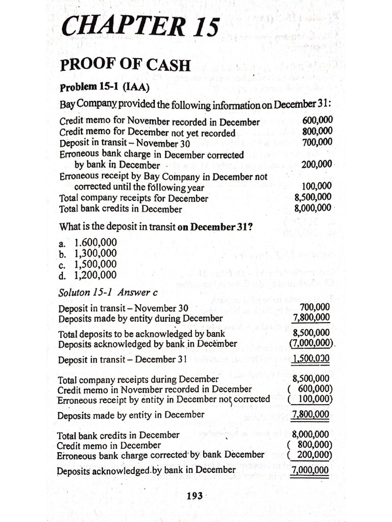 C15 Proof of Cash | PDF