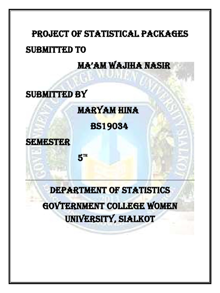 Project of Statistical Packages Excel Work | PDF | Mean | Matrix ...