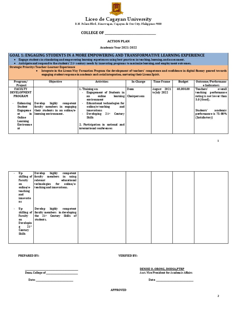E. SHS Sample 2 Annual Action Plan 2021 2022 | PDF | Learning | Behavior Modification