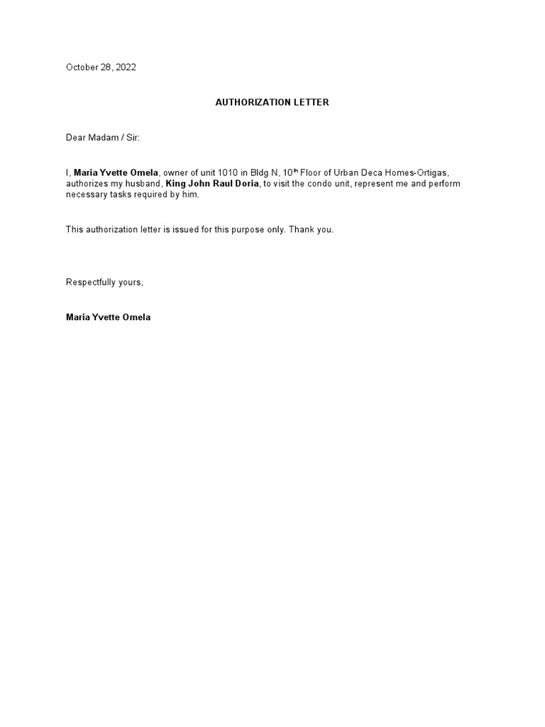 Authorization Letter | PDF