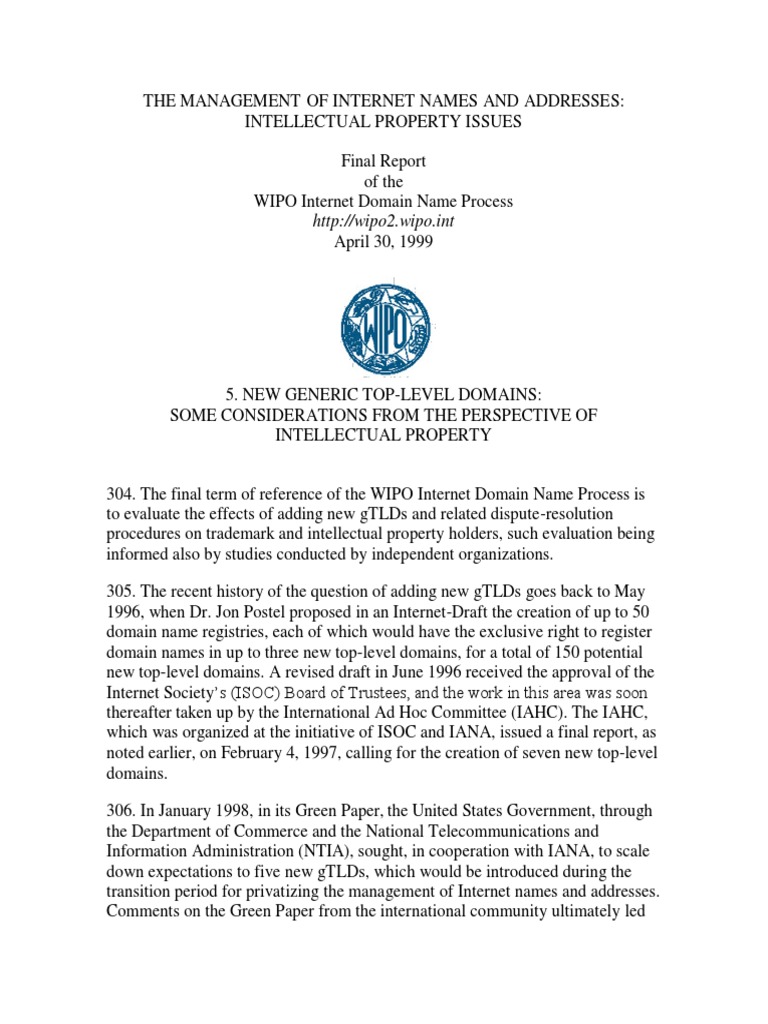 The Management of Internet Names and Addresses | PDF | Domain Name ...