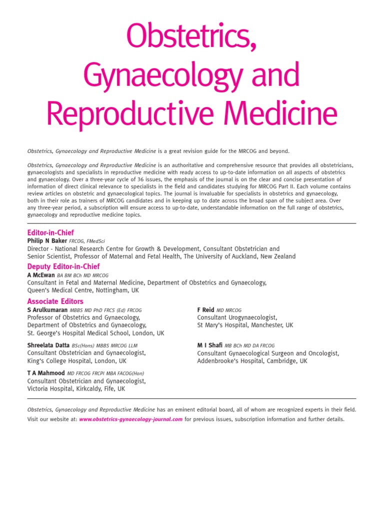 Editorial Board - 2015 - Obstetrics Gynaecology - Reproductive Medicine ...
