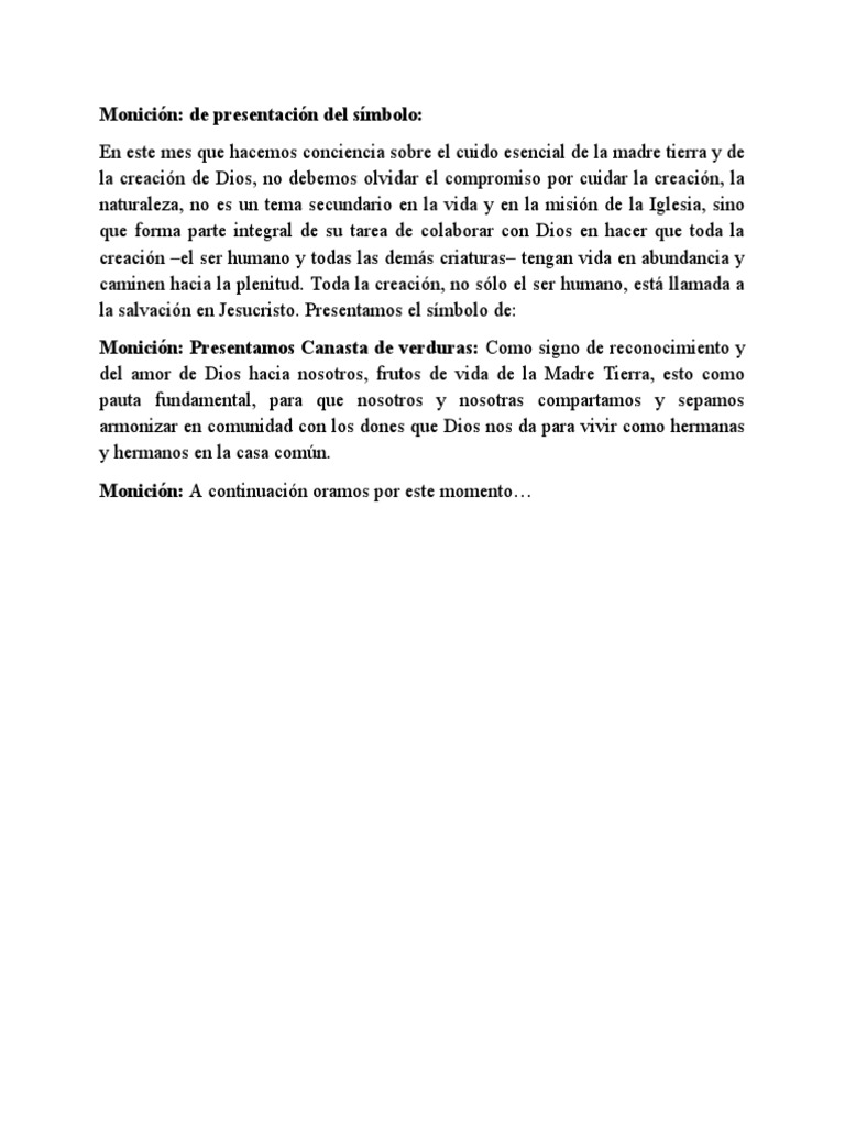 Oración y Monción de Simbolo de Canasta | PDF
