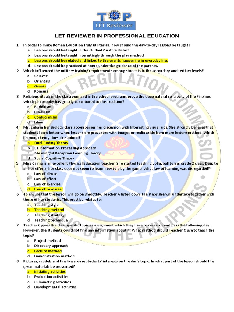 LET Reviewer for Future Educators | PDF | Learning | Curriculum