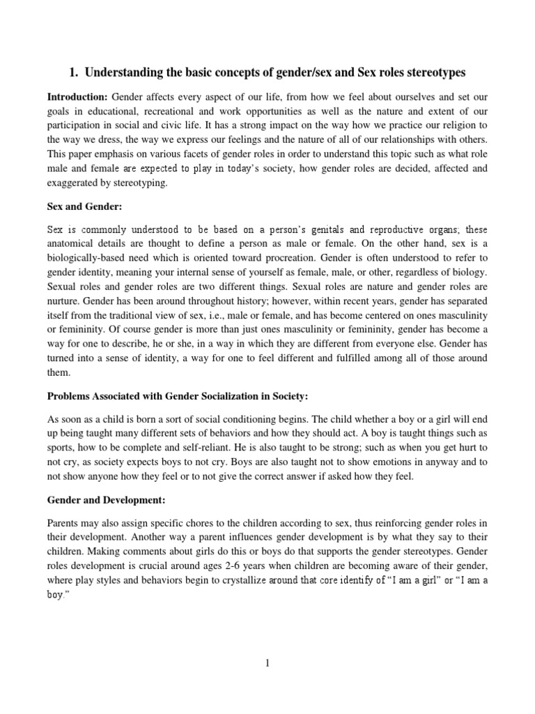 1 - Understanding The Basic Concepts of Gender | PDF | Gender | Gender Studies