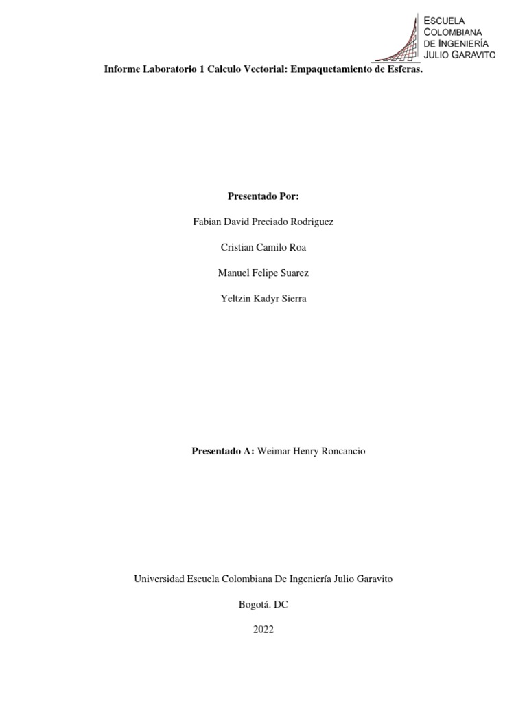 Laboratorio 1 CALV - 1 | PDF | Esfera | Geometría