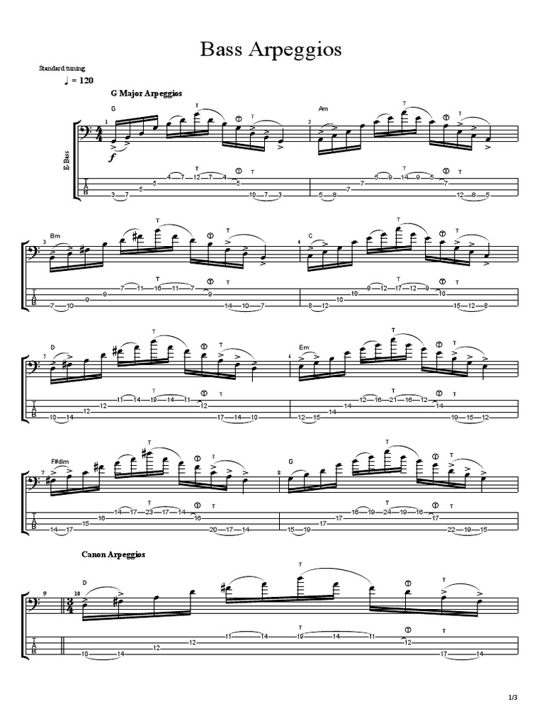 Lessons - Bass - Bass Arpeggios | PDF | Musical Instruments | Elements Of Music