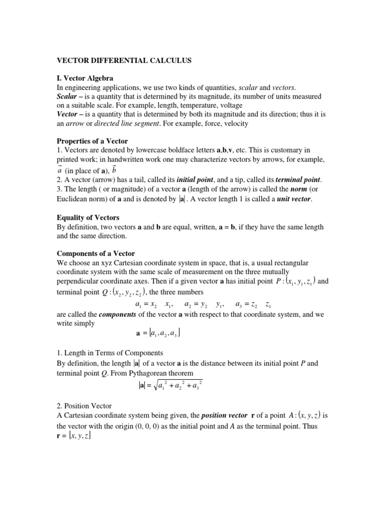 Module 1 Review Of Vector Differential Calculus Pdf Euclidean