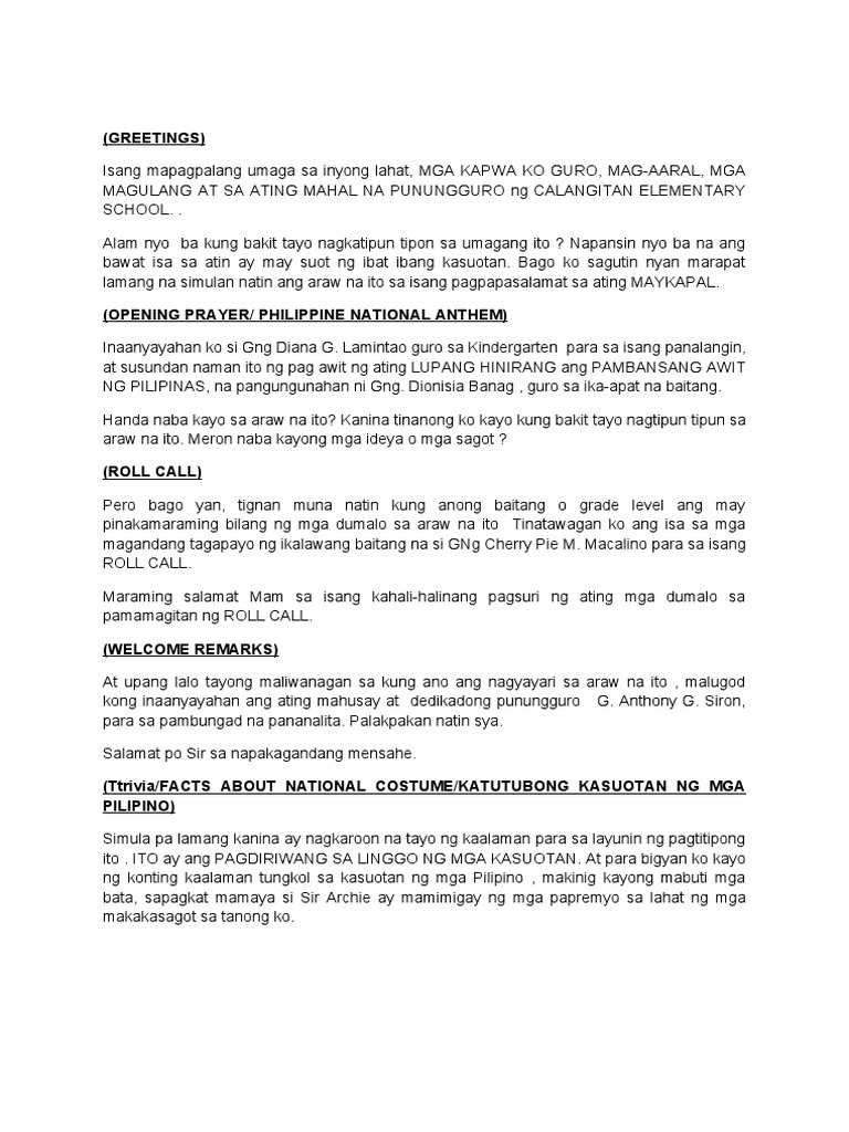 Script Pambansang Kasuotan | PDF