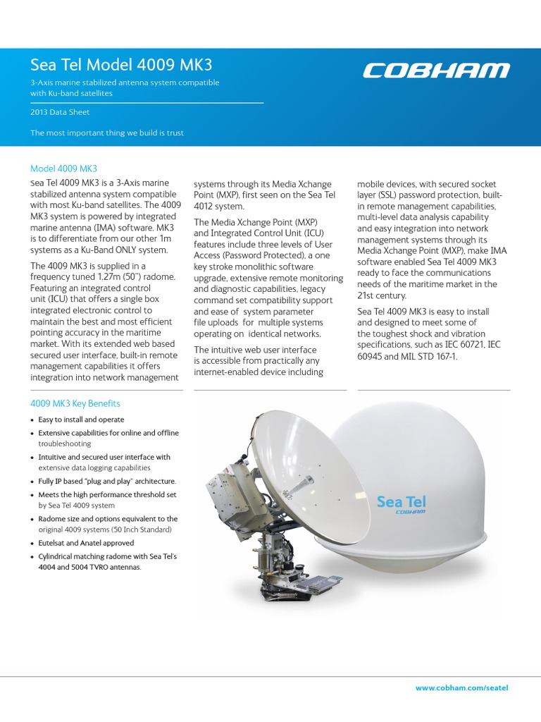 Sea Tel 4009 VSAT MK3 Data Sheet | PDF | Transport Layer Security ...