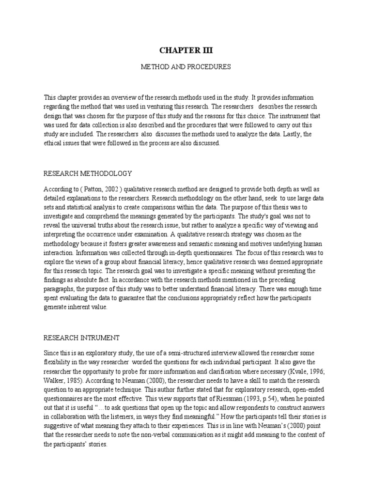 Chapter Iii | PDF | Qualitative Research | Data