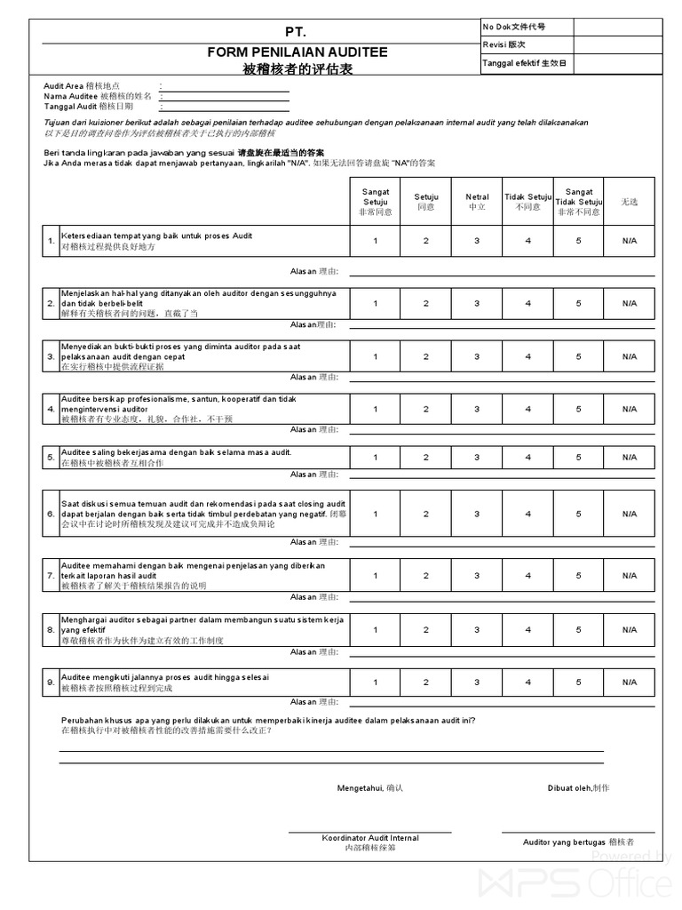 Penilaian Pengendalian Internal Auditee | PDF