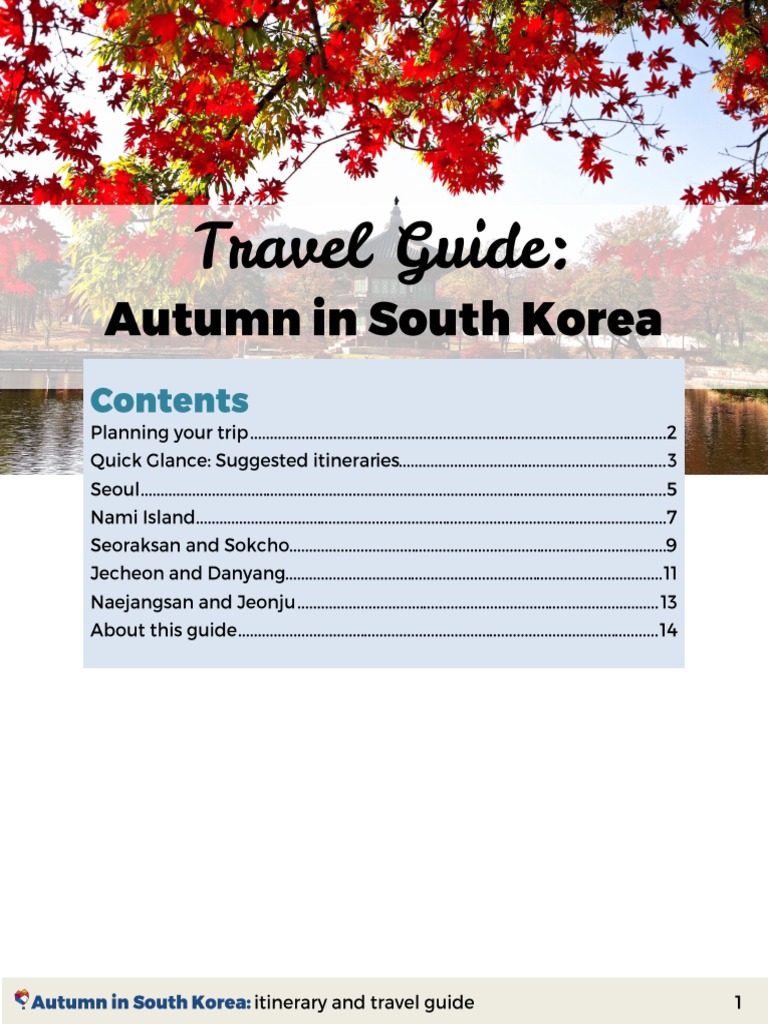 Autumn in South Korea Travel Guide and Itinerary 1 | PDF | Seoul ...