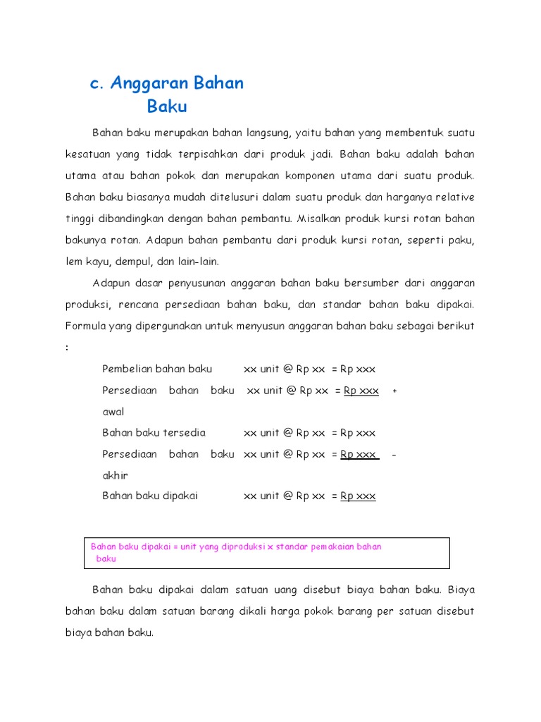 Anggaran dan Pengelolaan Bahan Baku | PDF