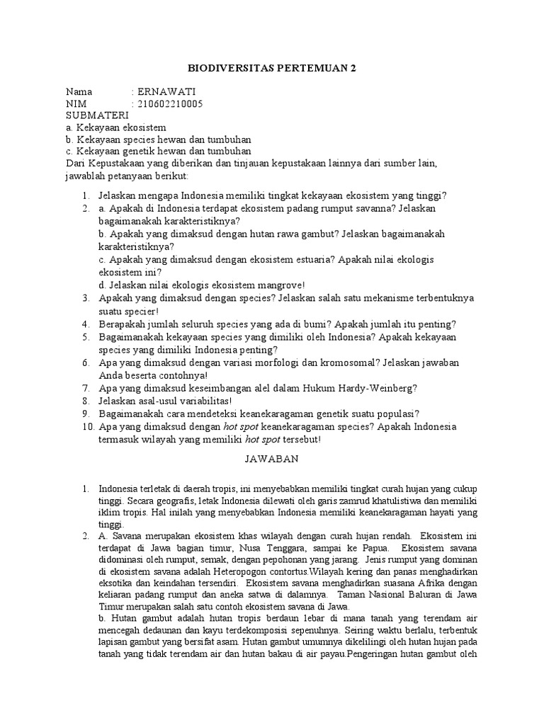Biodiversitas Pertemuan 2 | PDF