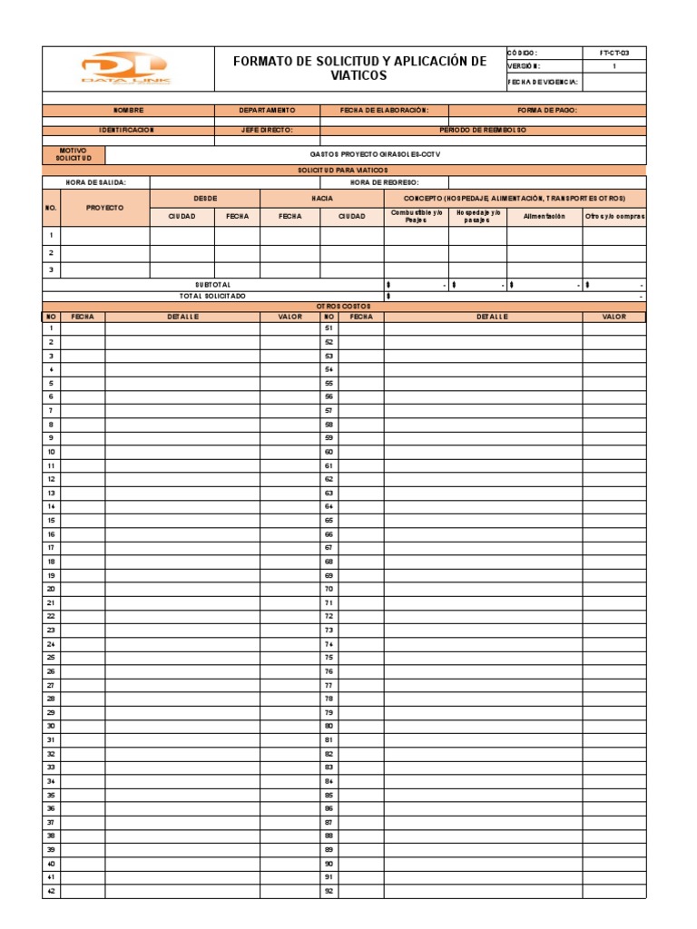 Formato de Solicitud de Viaticos | PDF