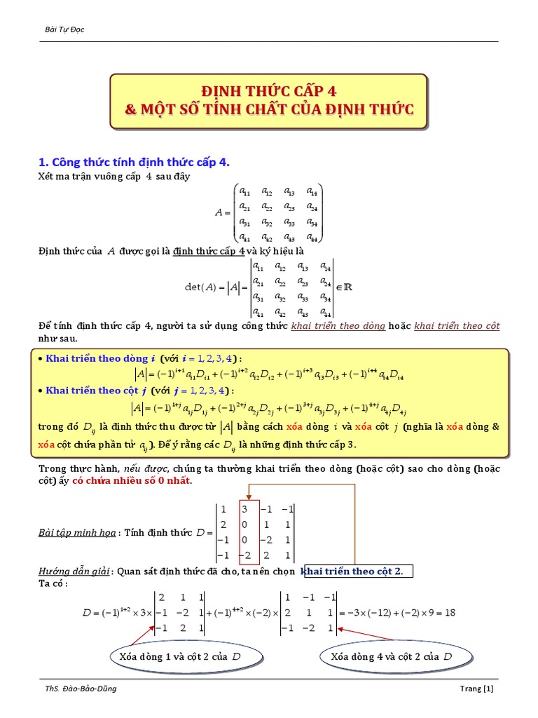 (0.) Dinh Thuc Cap 4 + Tinh Chat | PDF