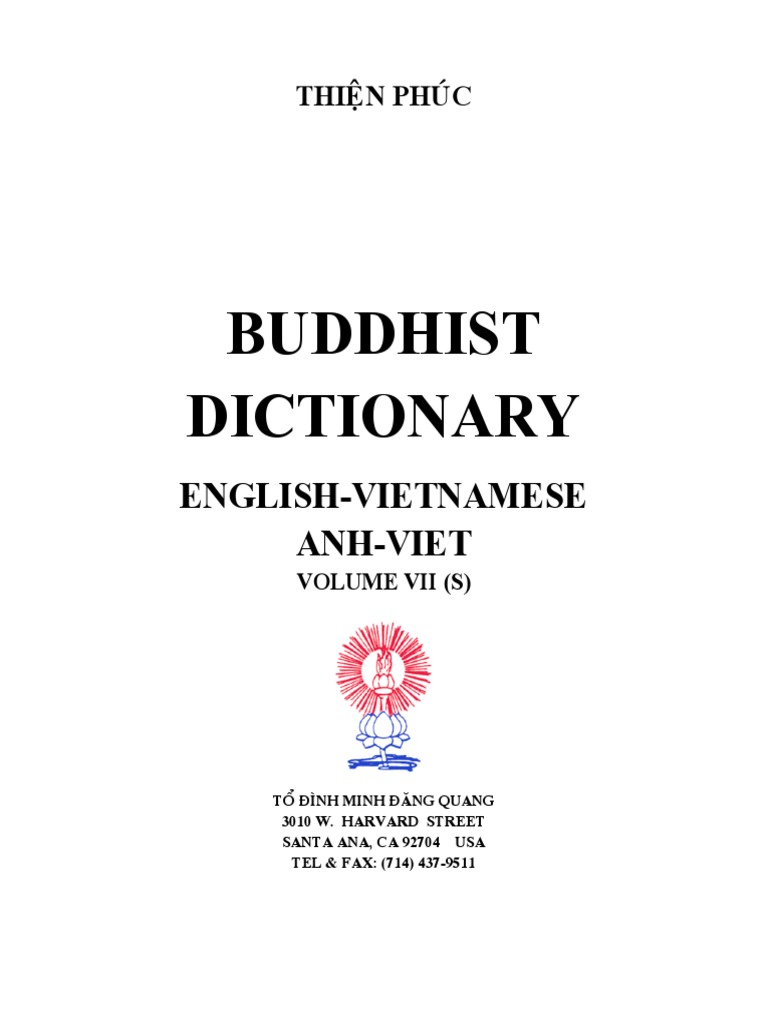 BUDDHIST DICTIONARY ENGLISH-VIETNAMESE ANH-VIET VOLUME VII (S) Vol-Vii ...