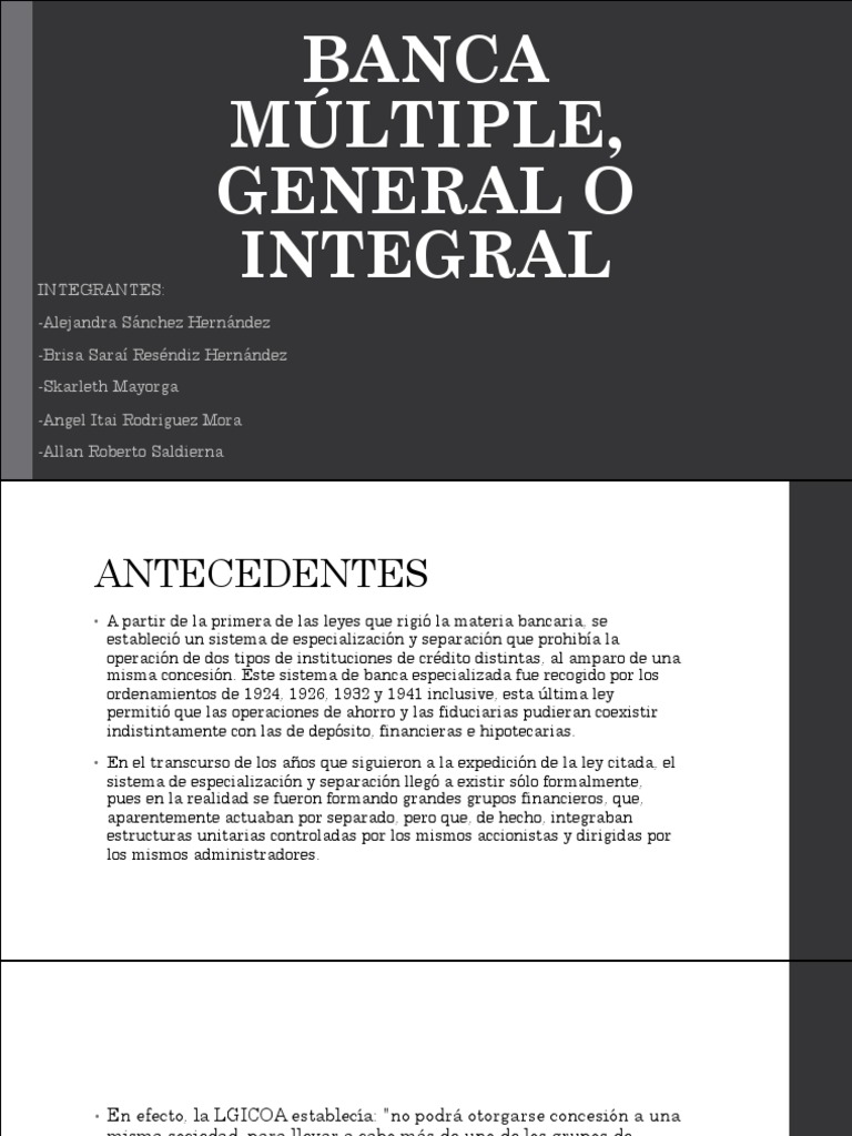 Análisis del surgimiento y evolución de la banca múltiple en México: De la especialización a la ...